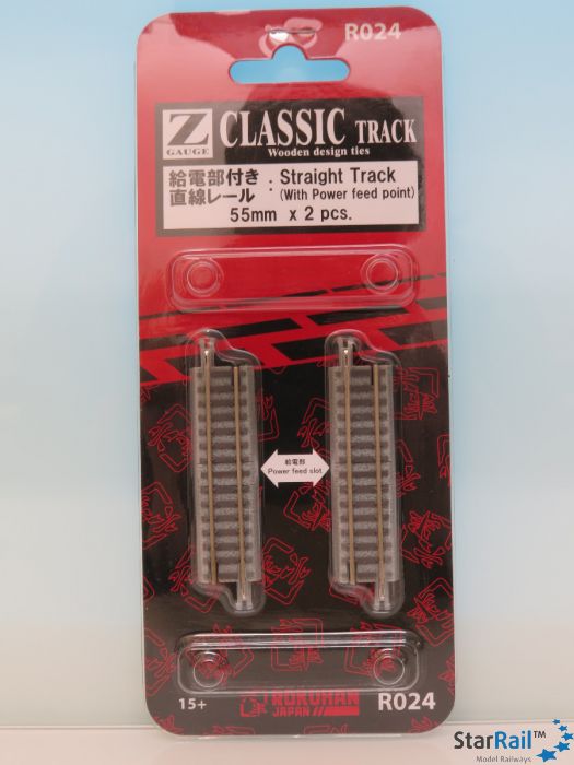 R024 Gleis gerade 55mm mit Anschlussblende 2 Stück